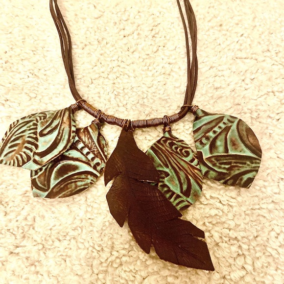 Jewelry | Handcrafted Natural Leather Leaf Necklace | Poshmark